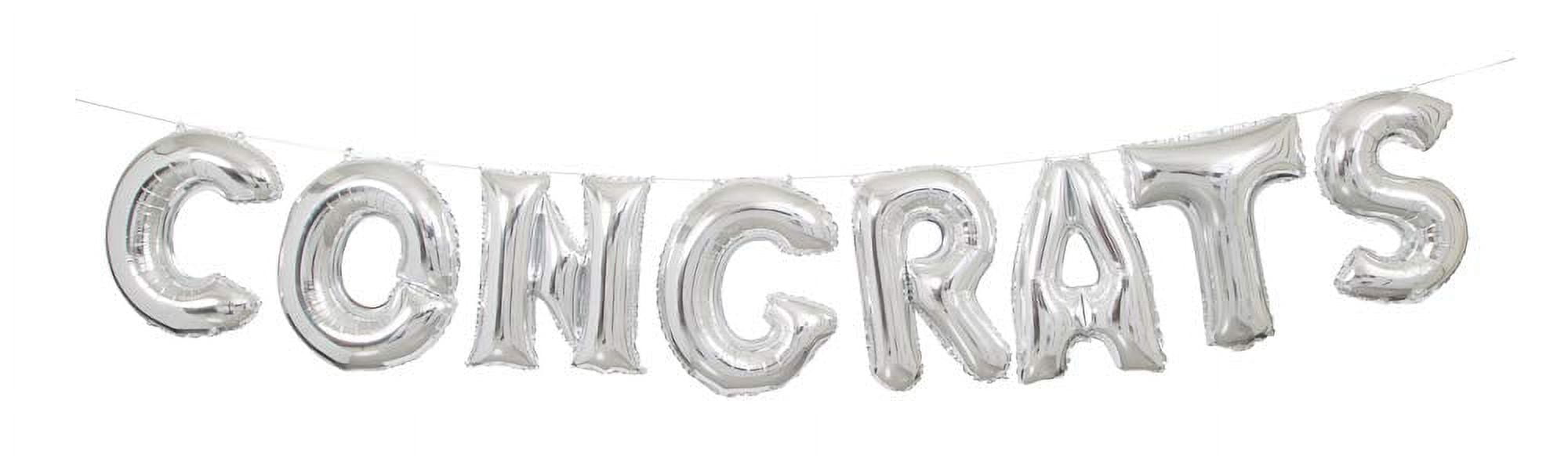 "CONGRATS" Foil Letter Balloon Banner, Silver, 14in - Walmart.com