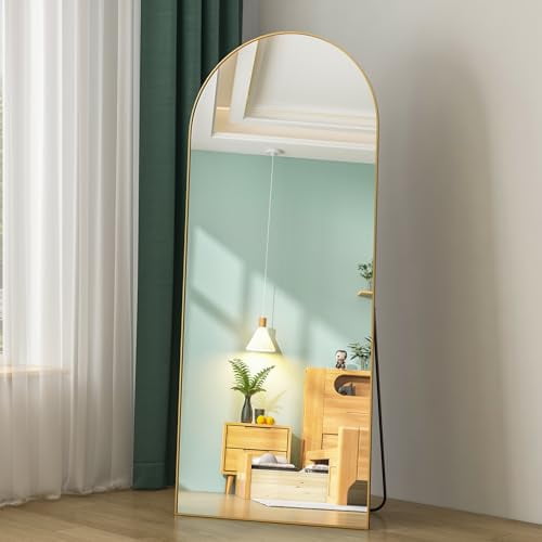 CONGUILIAO 65"x24" Full Length Mirror, Gold Aluminum Alloy Frame Arched ...