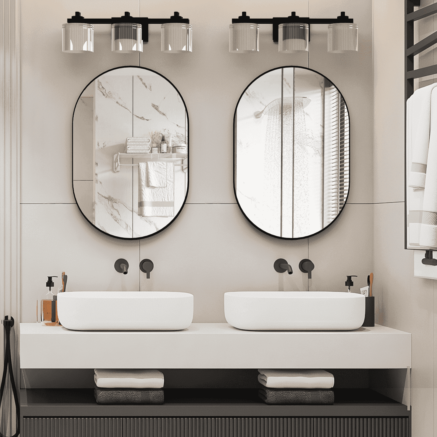"CONGUILIAO 2-Piece 20""x30"" Oval Wall Mirror Set, Black Frame ...