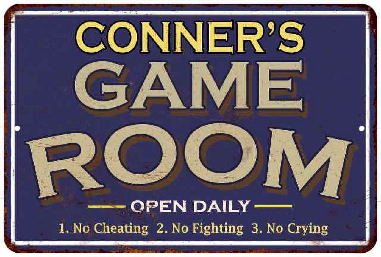 CONNER'S Blue Game Room Sign Metal 12 x 18 Matte Finish Metal ...