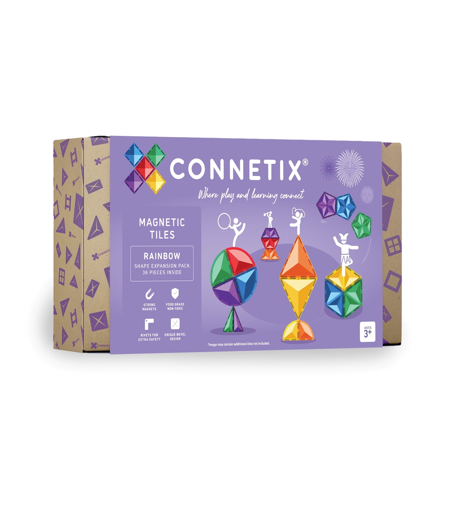 Connetix Magnetic Tiles, Rainbow Shape Expansion Pack, 36 Pieces, STEAM ...