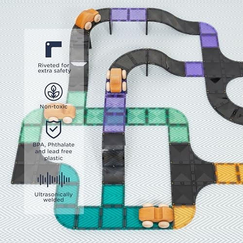CONNETIX Magnetic Tiles Roads Ramps & Intersections Pack, 16 Pieces ...