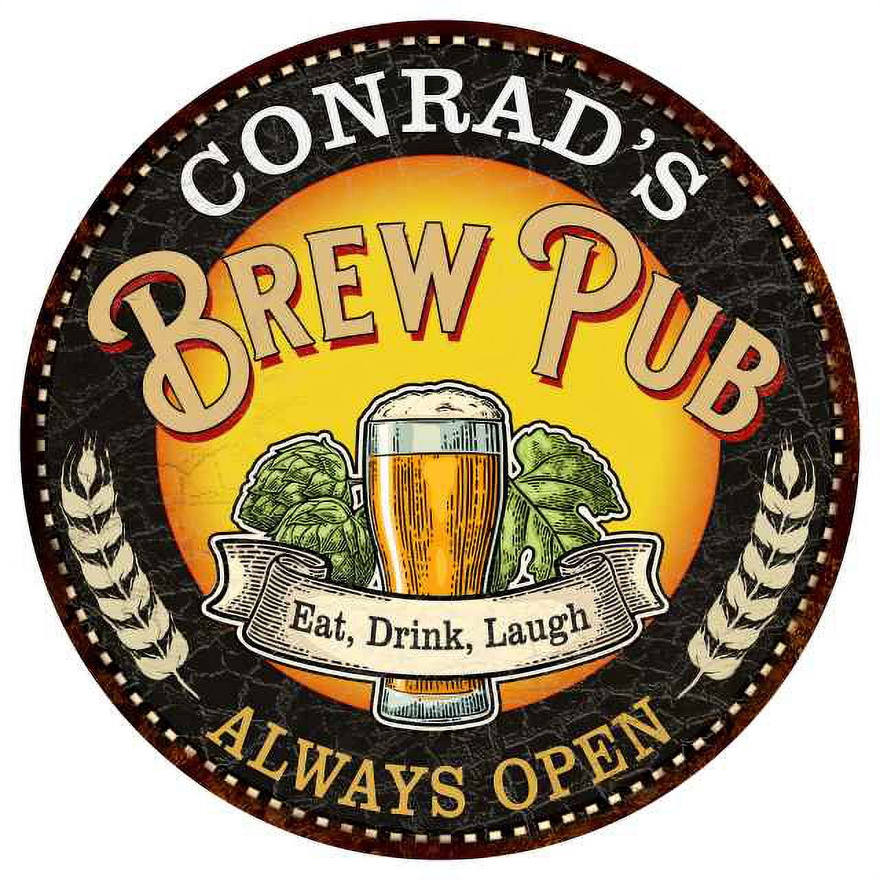 CONRAD'S Beer Pub Man Cave Metal Sign Home Decor 12 inch Round ...