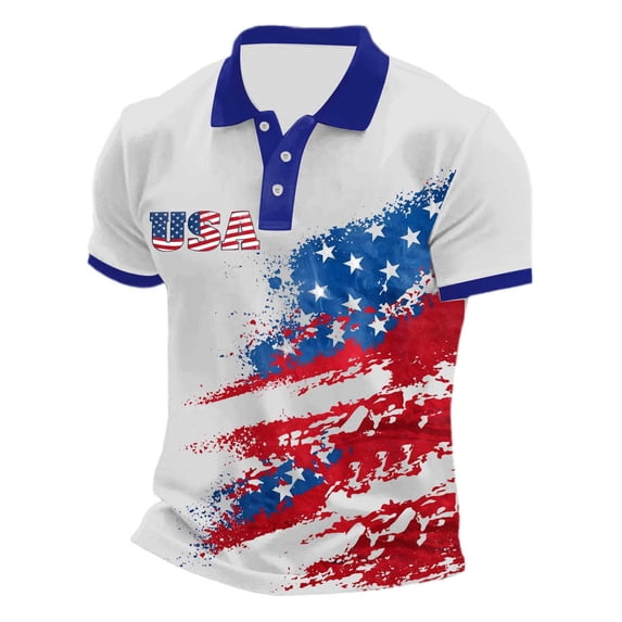 CONROSES 4Th Of July Men's Short Sleeve Polo Shirts Patriotic Usa Star ...