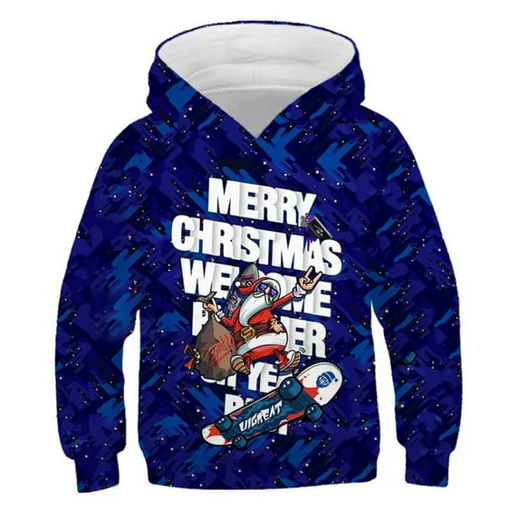 CONROSES Christmas Men's Hoodies Xmas Santa Claus Graphic Hoodie for Men Long Sleeve Warm ...