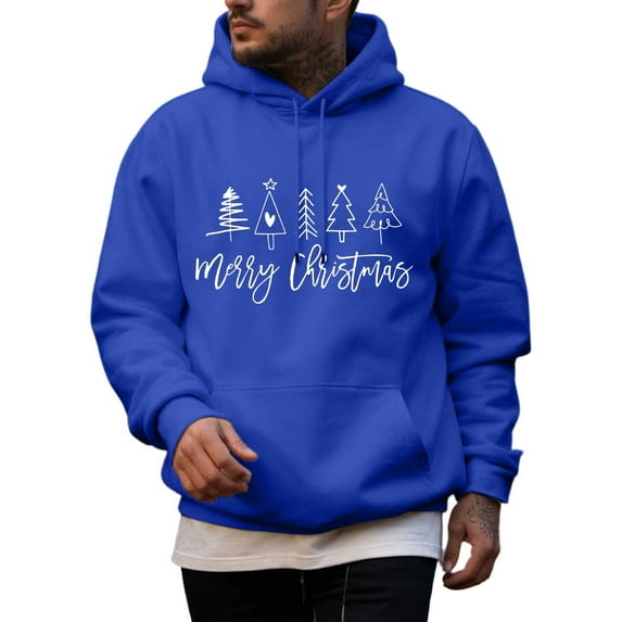 CONROSES Christmas Mens Hoodies Xmas Tree Graphic Hoodie for Men Long Sleeve Warm Pullover ...
