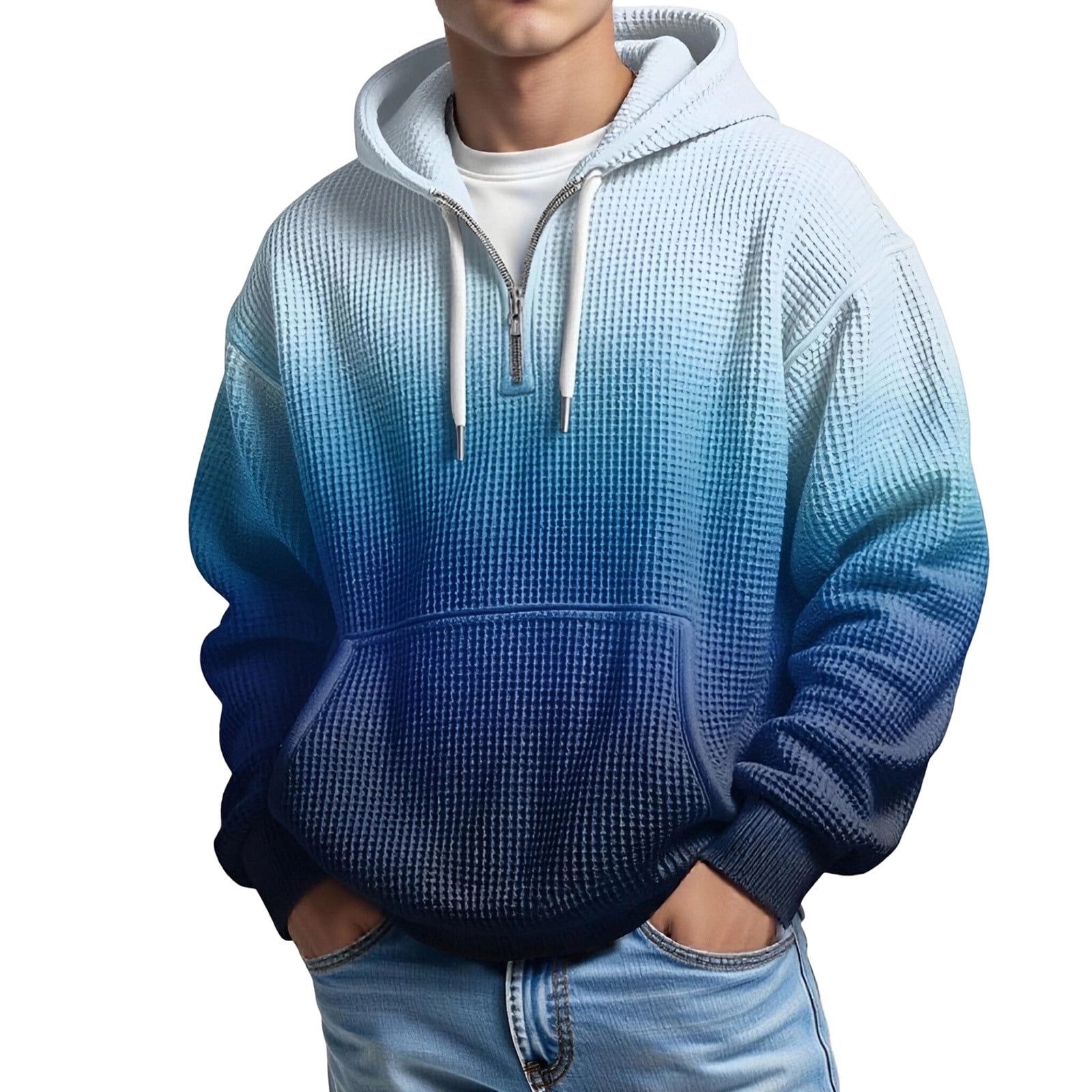 CONROSES Men's Hoodies Gradient Color Hoodie for Men Long Sleeve Half ...