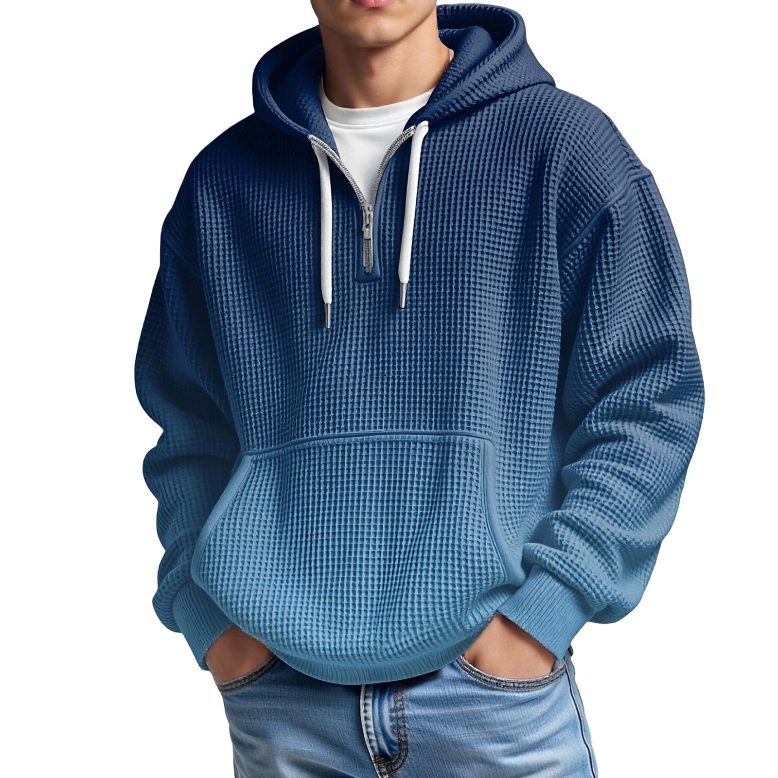 CONROSES Men's Hoodies Gradient Color Hoodie for Men Long Sleeve Half ...