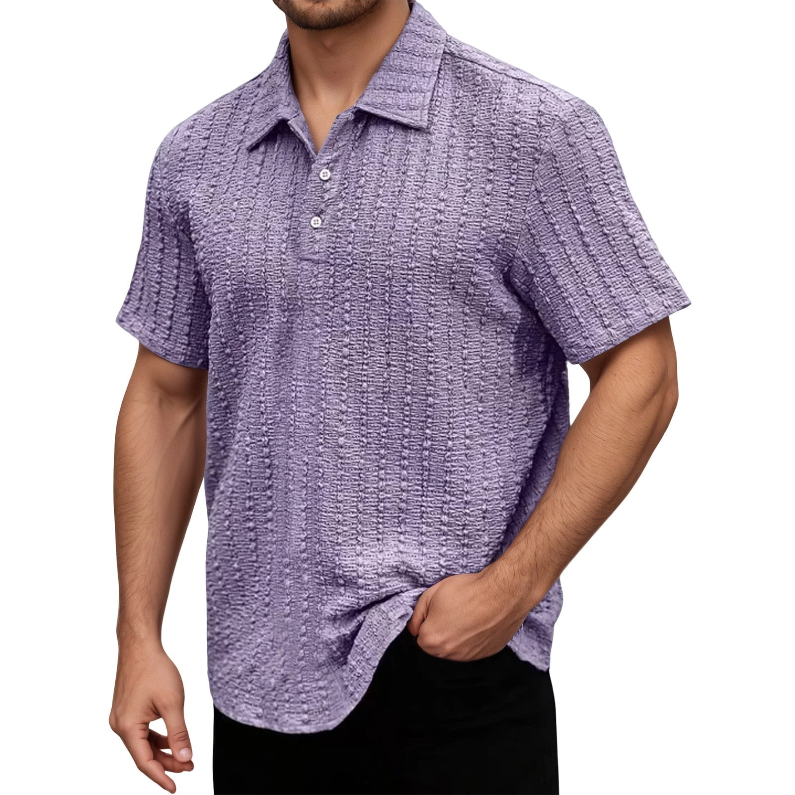 CONROSES Men's Short Sleeve Polo Shirts Solid Color Collared Polo Shirt ...