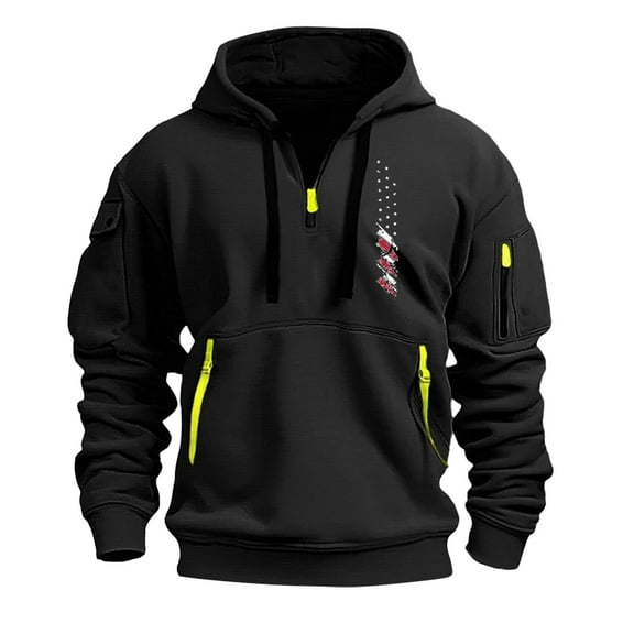 CONZONE Men's Hoodies Casual Graphic Hoodie For Men Long Sleeve Zip Up ...