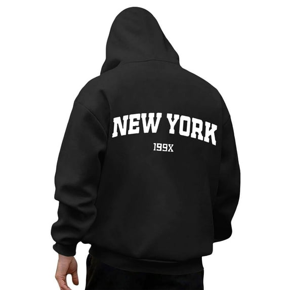 CONROSES Mens Hoodies Letter Graphic Y2K Hoodie for Men Long Sleeve Warm Pullover Hooded ...