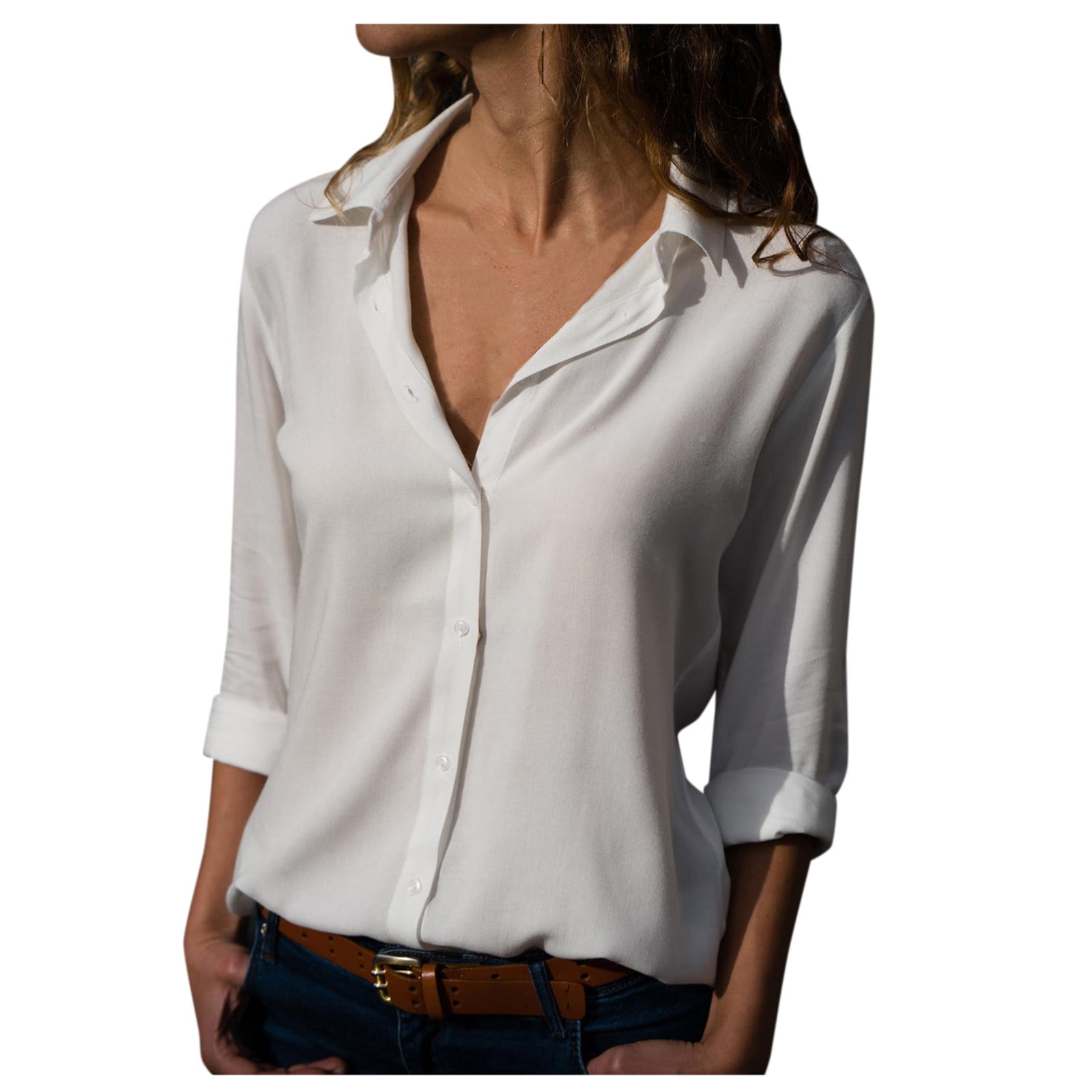 CONROSES Mothers Day Gift Women's Long Sleeve T-Shirts Buttons Solid ...