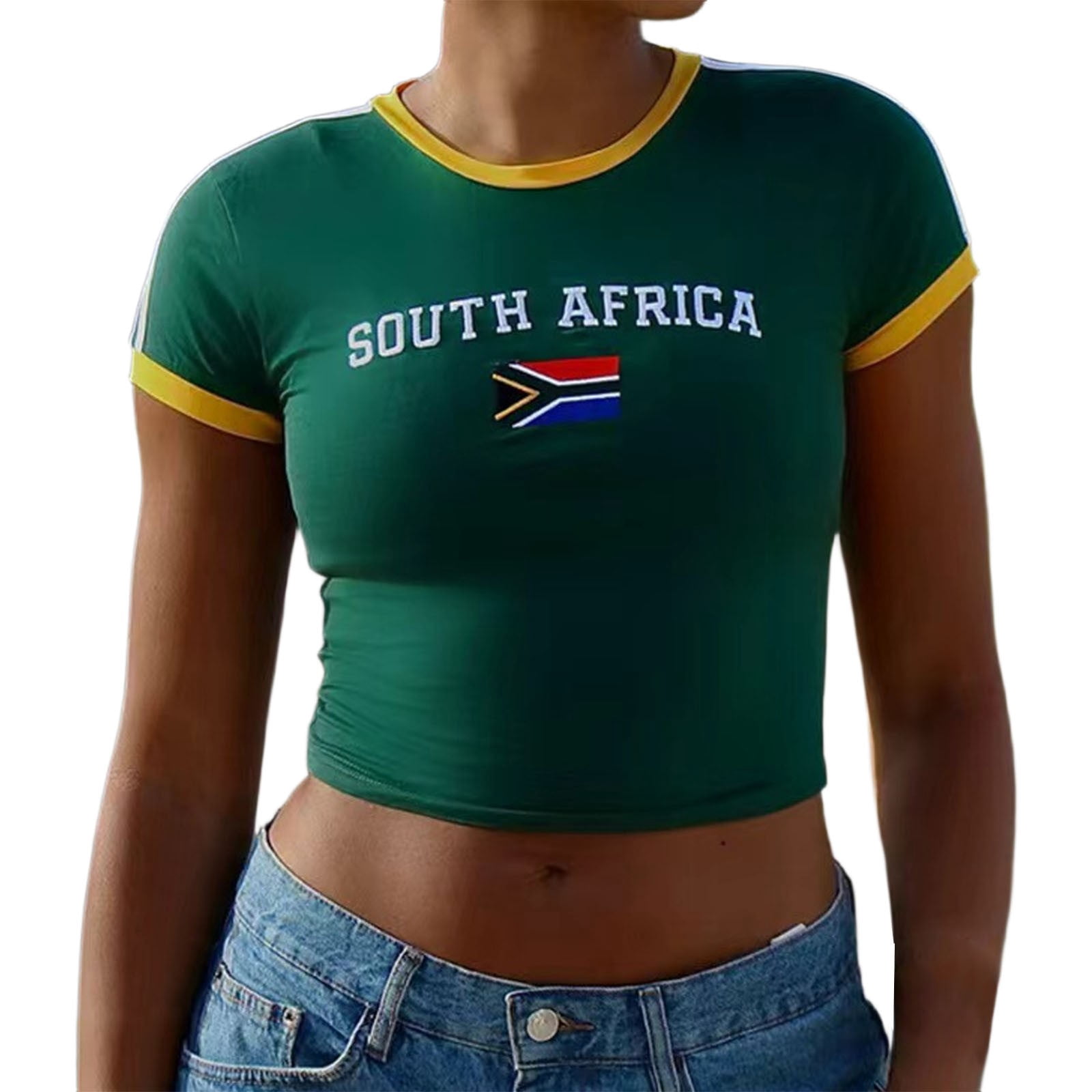 CONROSES Mothers Day Gift Womens Short Sleeve Crop T-Shirts Crewneck ...