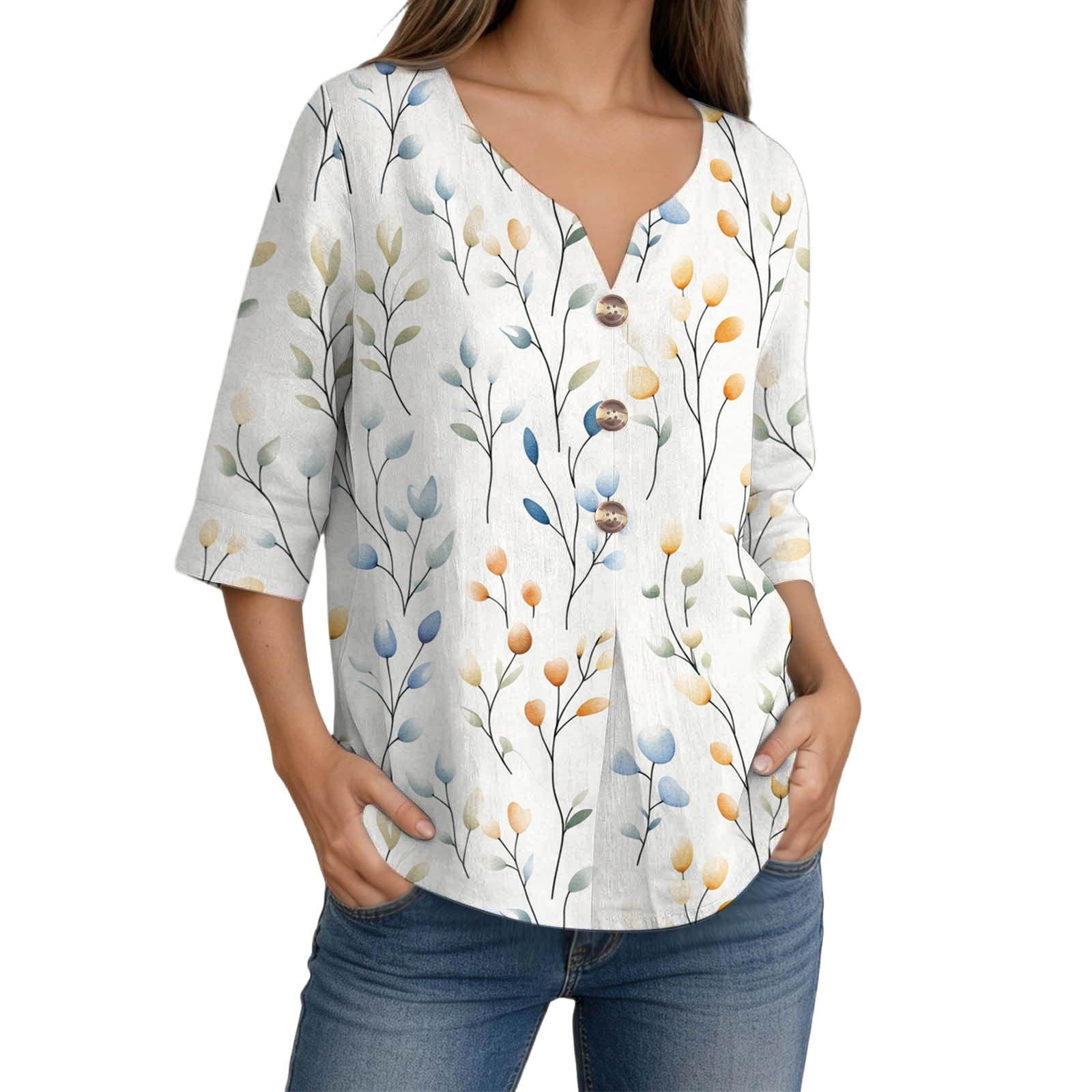 CONROSES Mothers Day Gift Womens Short Sleeve Linen T-Shirts Crewneck ...
