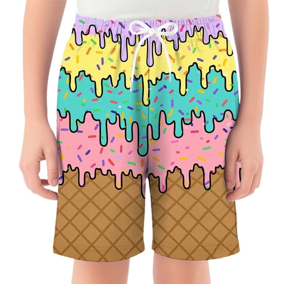 CONROSES Toddler Boys Workout Shorts Ice Cream Graphic Athletic Shorts ...