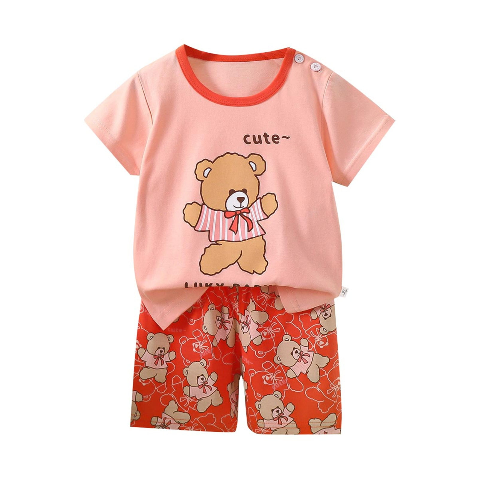 CONROSES Toddler Girls Clothes Set Cartoon Bunny Graphic Short Sleeve ...