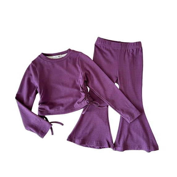 CONROSES Toddler Girls Clothes Set Solid Color Long Sleeve T Shirts ...
