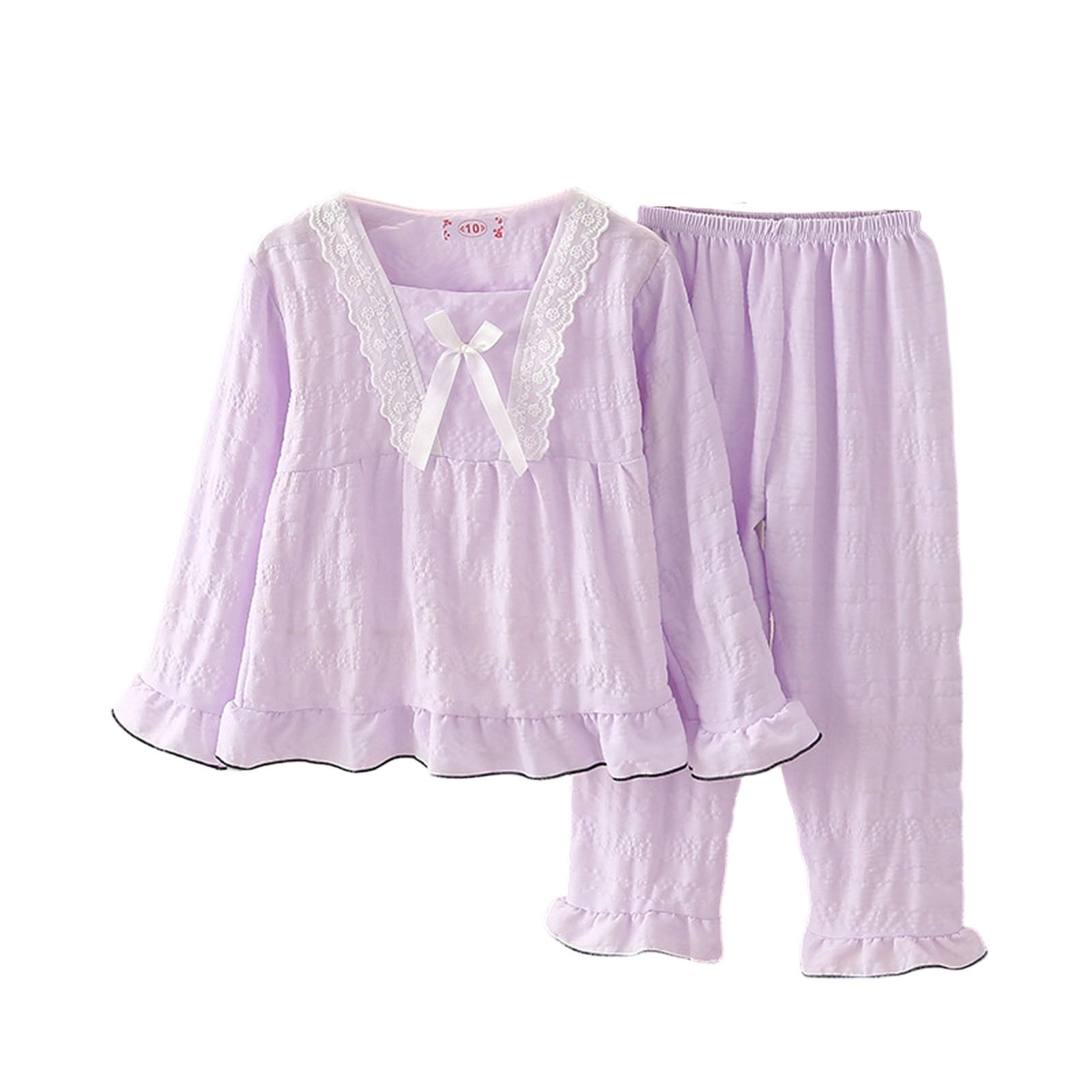 CONROSES Toddler Girls Outfits Solid Color Long Sleeve Sleepwear T ...