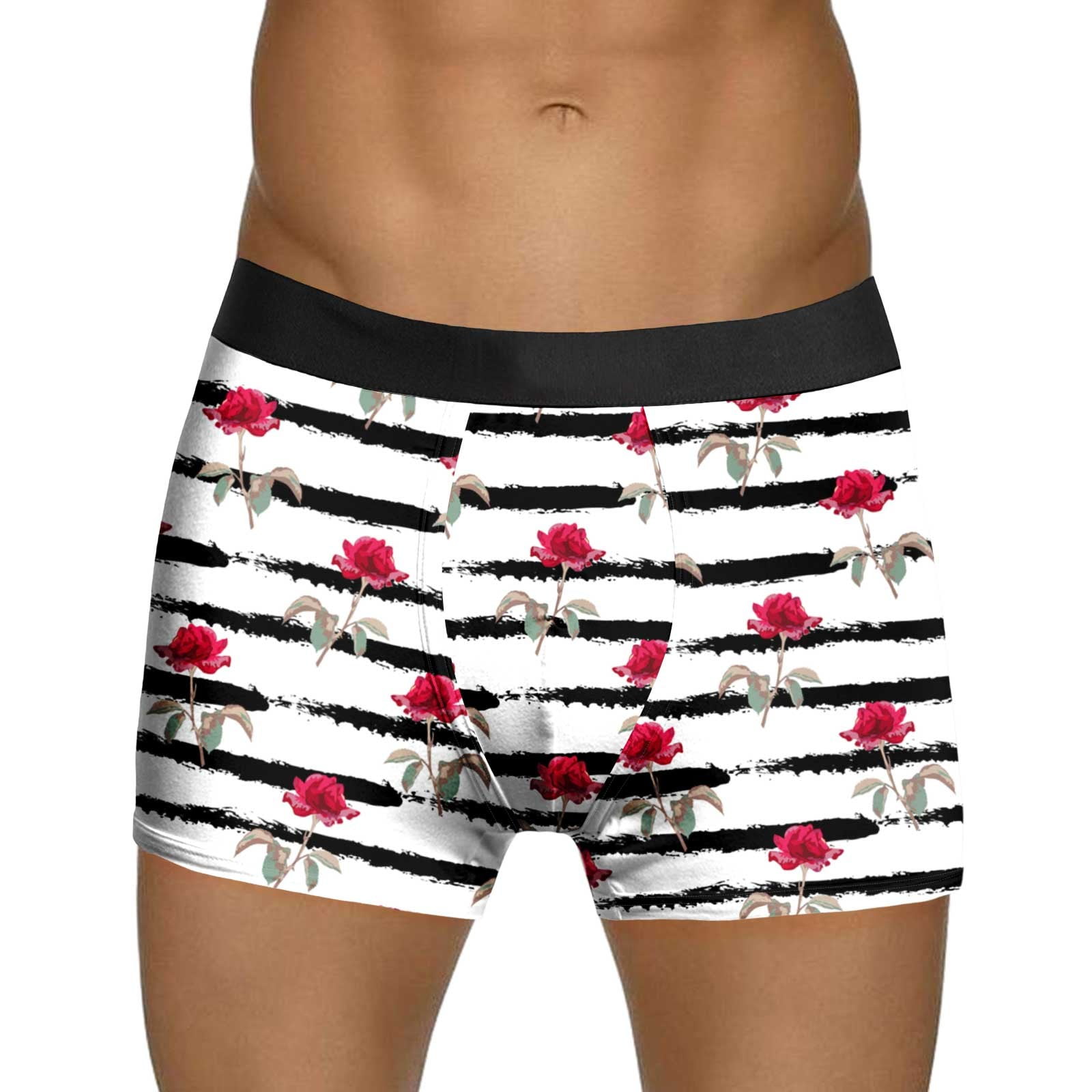 CONROSES Valentines Men's Underwear Boxer Briefs Valentine's Day Rose ...
