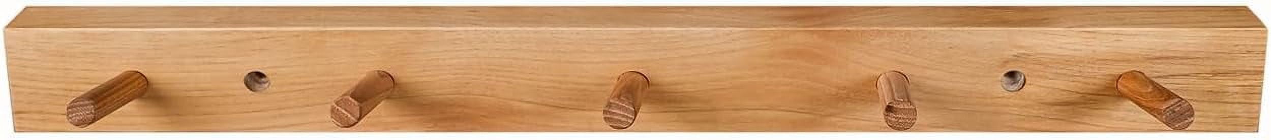CONSDAN Coat Rack Wall Mount, USA Grown Hickory Coat Hooks with 5 Hooks ...