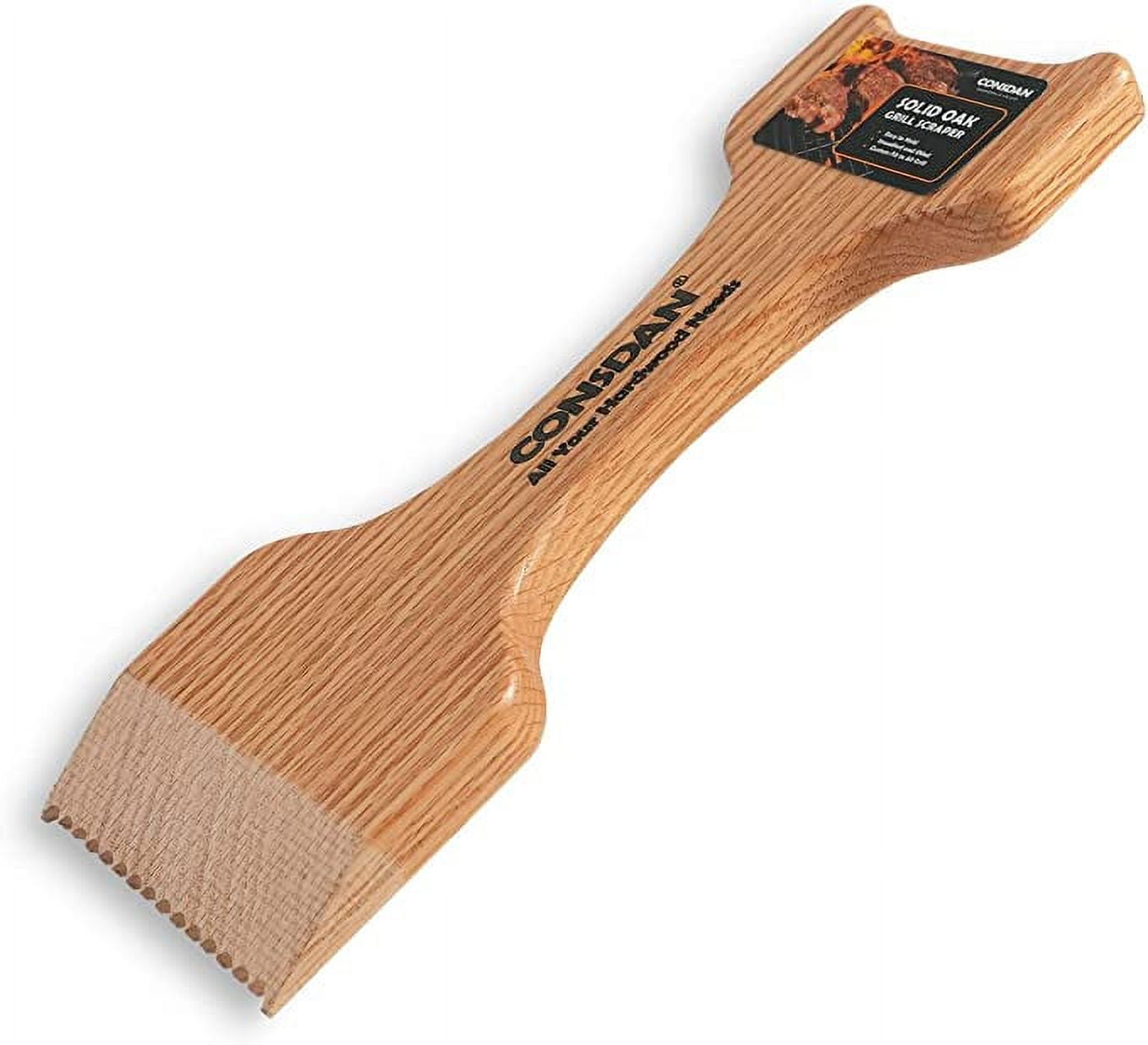CONSDAN Grill Scraper, Soild Oak Wooden Grill Brush, Grill Scraper for ...