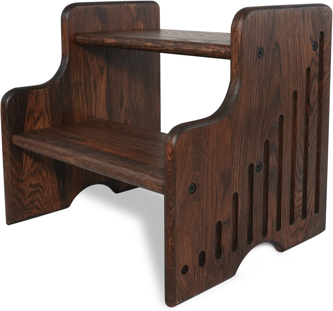 CONSDAN 2-Tier Oak Step Stool for Kids & Adults, Kitchen-Bathroom Safe ...