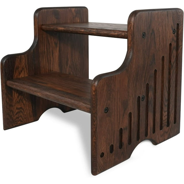 CONSDAN 2-Tier Oak Step Stool for Kids & Adults, Kitchen-Bathroom Safe ...