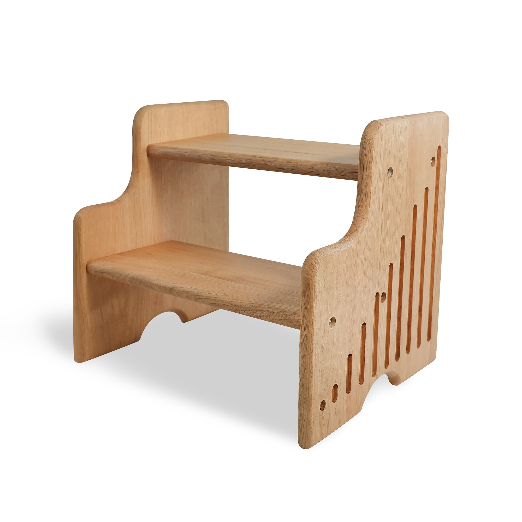 CONSDAN Wooden 2-Tier Step Stool for Adults and Kids, Solid Hardwood ...