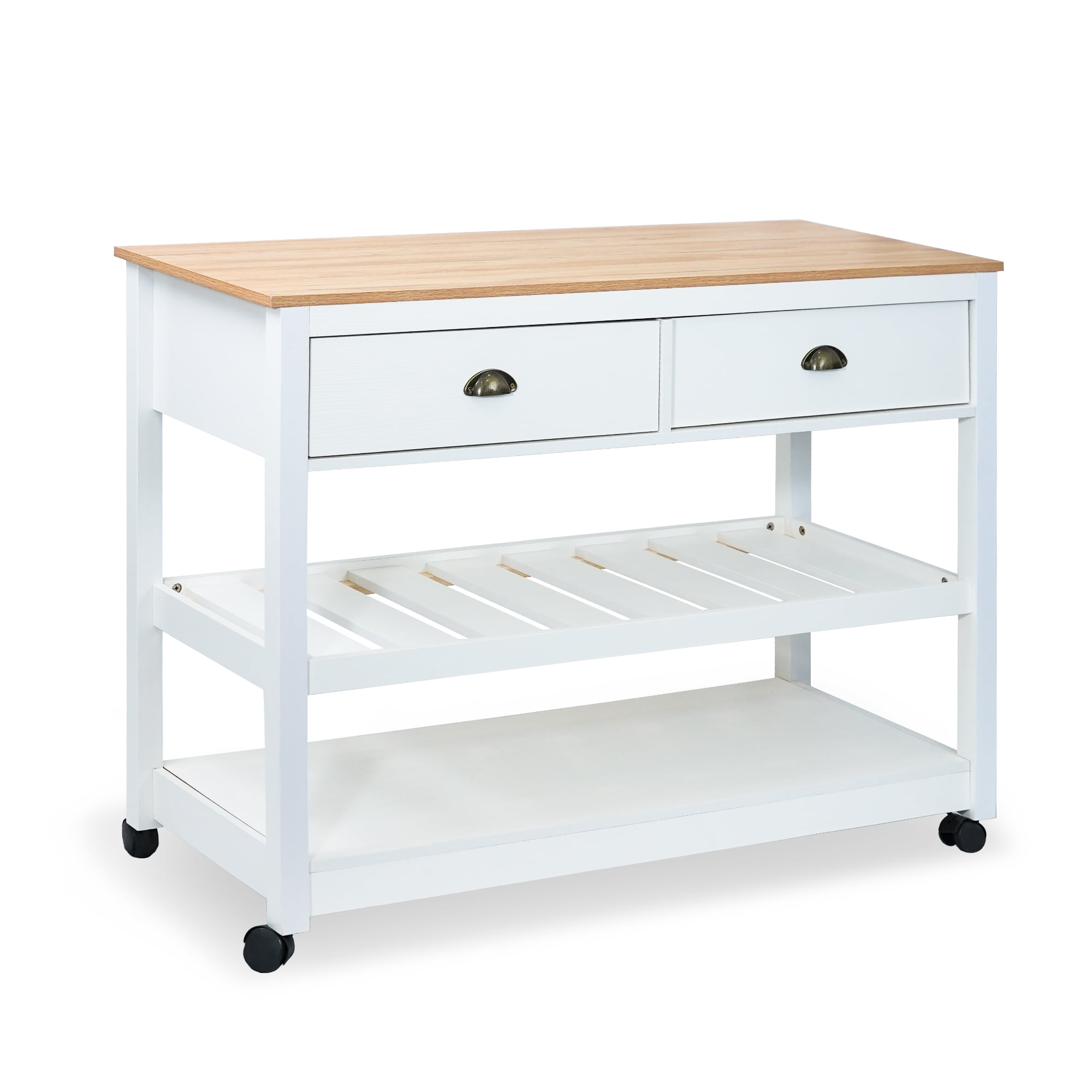 CONSDAN Kitchen Island, Kitchen Cart with Storage, Kitchen Island on ...