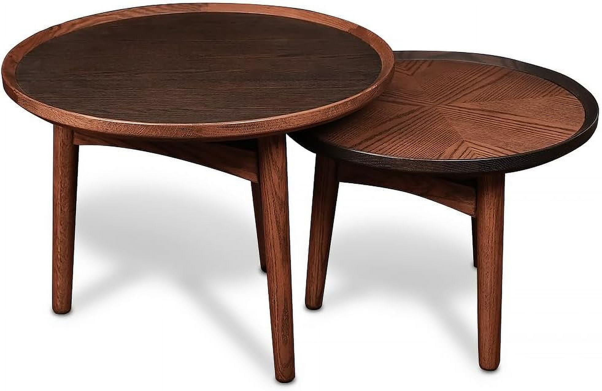 CONSDAN Nesting Table, Wood Coffee Table Set, Side Table Set with Solid ...