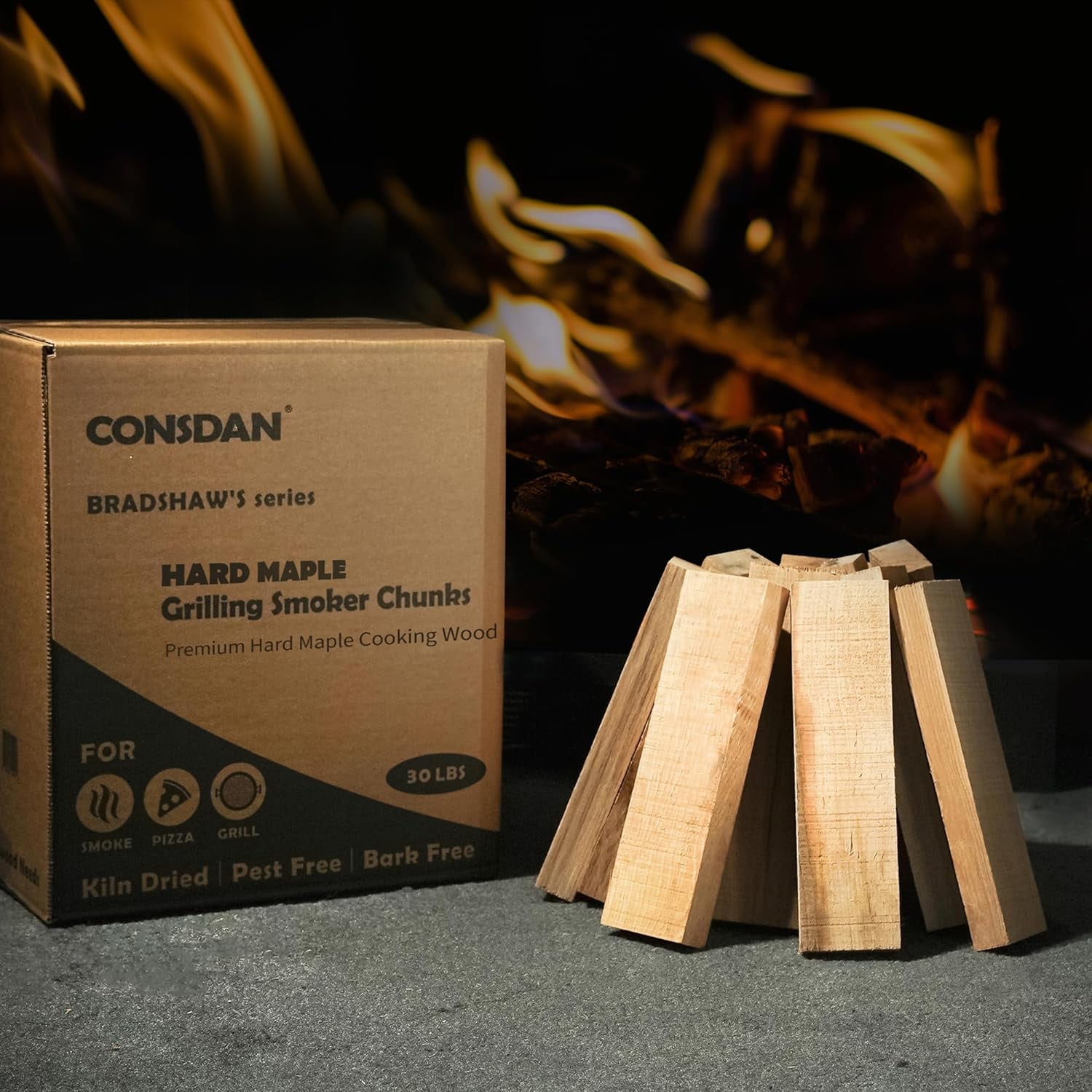 CONSDAN Wood Chips for Smoker, USA Grown Hard Maple Pizza Oven Wood ...