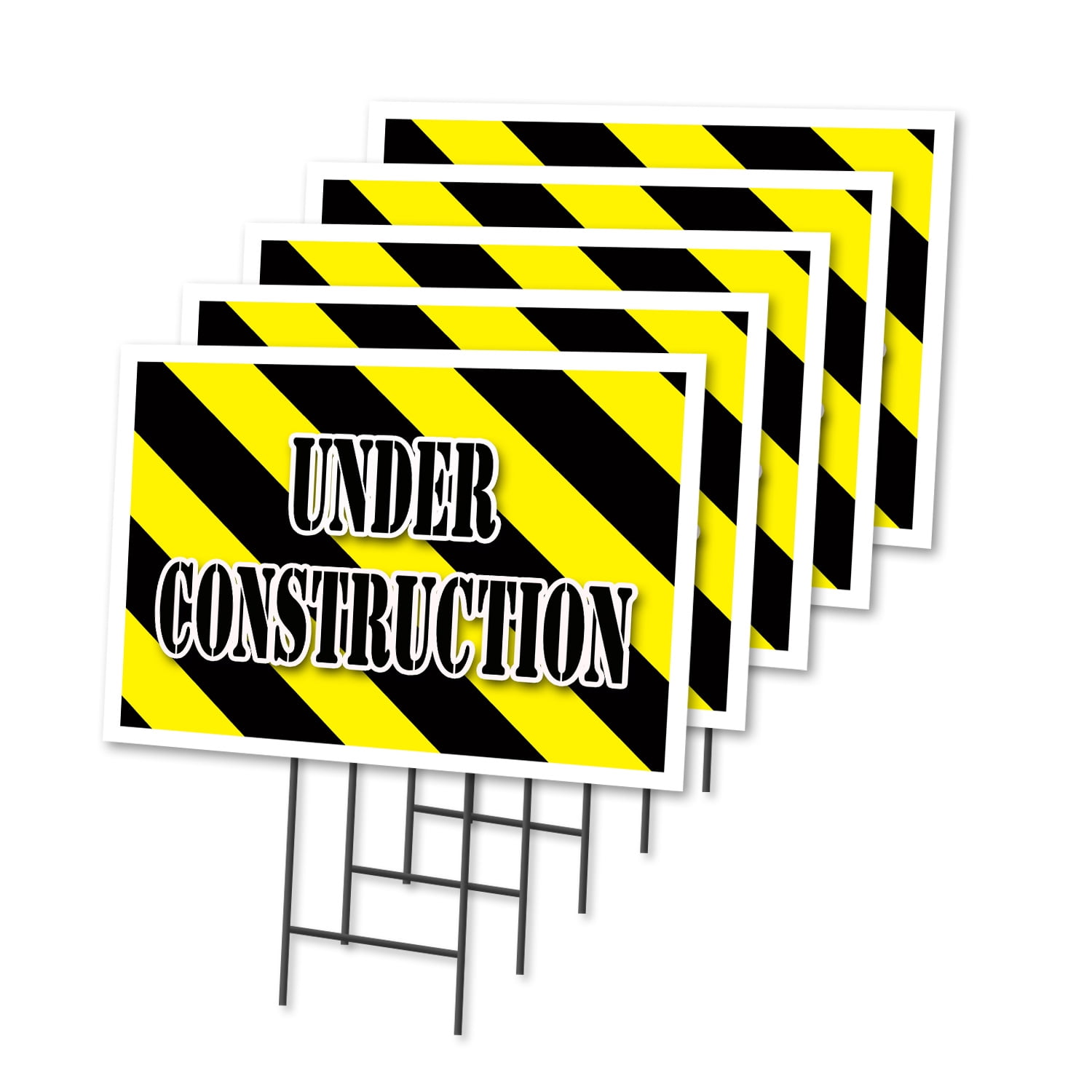 UNDER CONSTRUCTION 5 Pack Of 12" x 16" Yard Sign & Stake outdoor ...