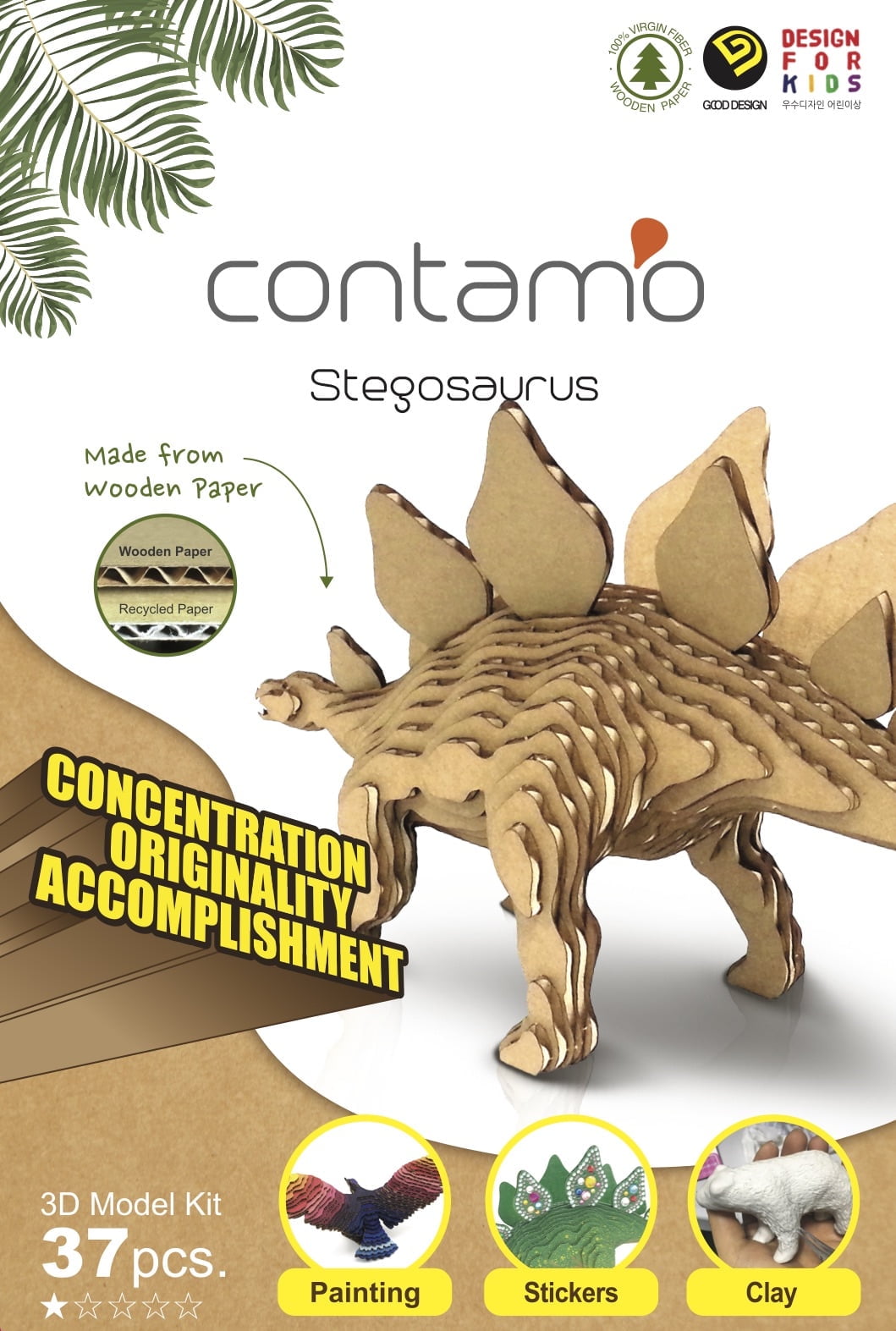 CONTAMO Laser Cut Dinosaur 3D Puzzle DIY Craft Wooden Model Kit Educational Toy Gift Set for ...