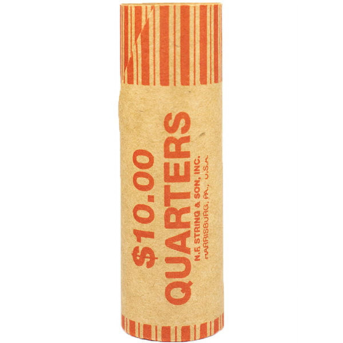 CONTROLTEK Crimped-End Coin Wrappers, Quarters, Orange, Kraft Paper ...