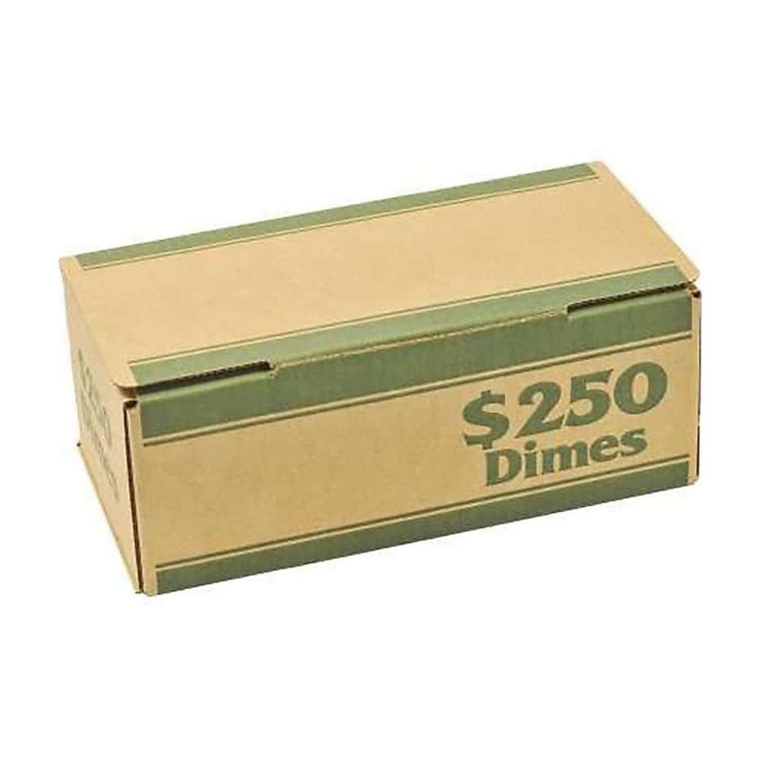 CONTROLTEK $250 Dimes Coin Box 1-Compartment Kraft/Green 50/Pack ...
