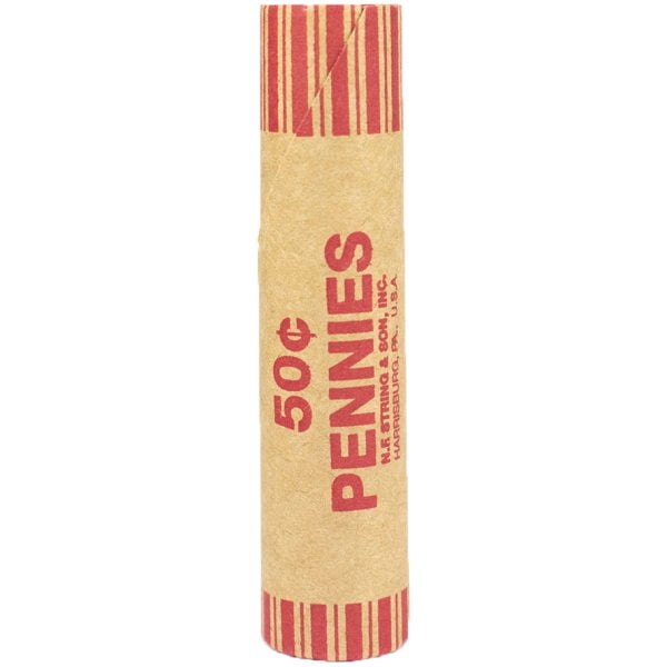 CONTROLTEK 50¢ Penny Crimped-End Coin Wrapper Kraft/Red 1000/Carton ...