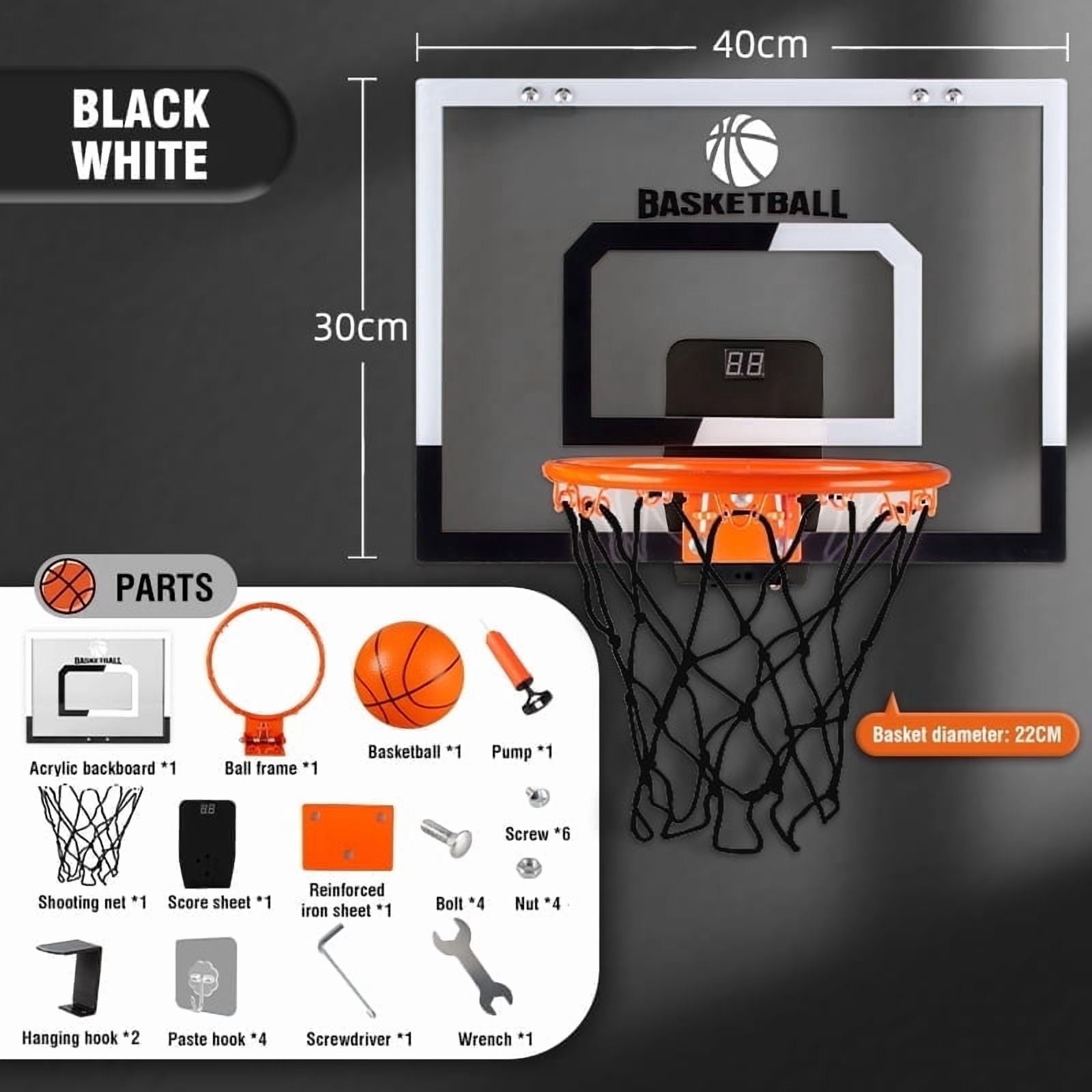 Indoor Basketball Hoop Mini Hoop with Electronic Scoreboard for Door ...