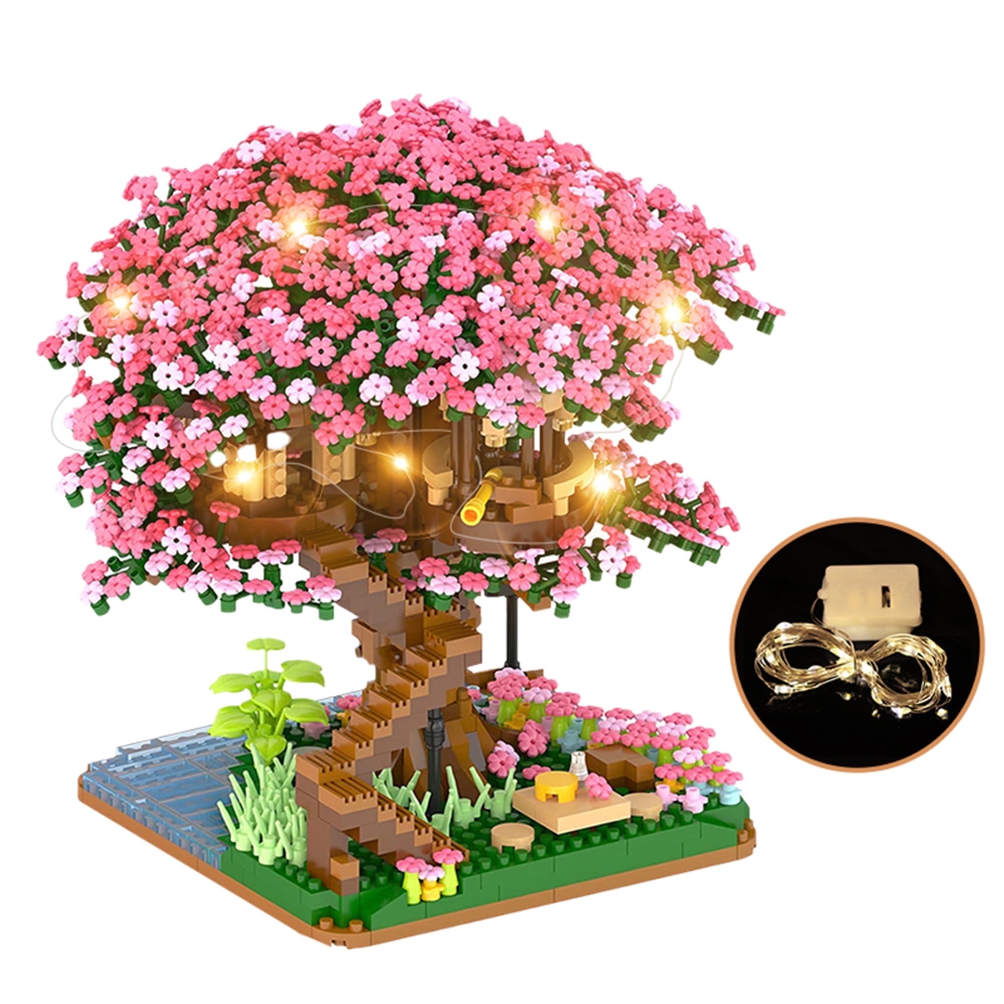 CONUSEA Sakura Tree Building Blocks with LED Light(2008pieces)Japanese ...