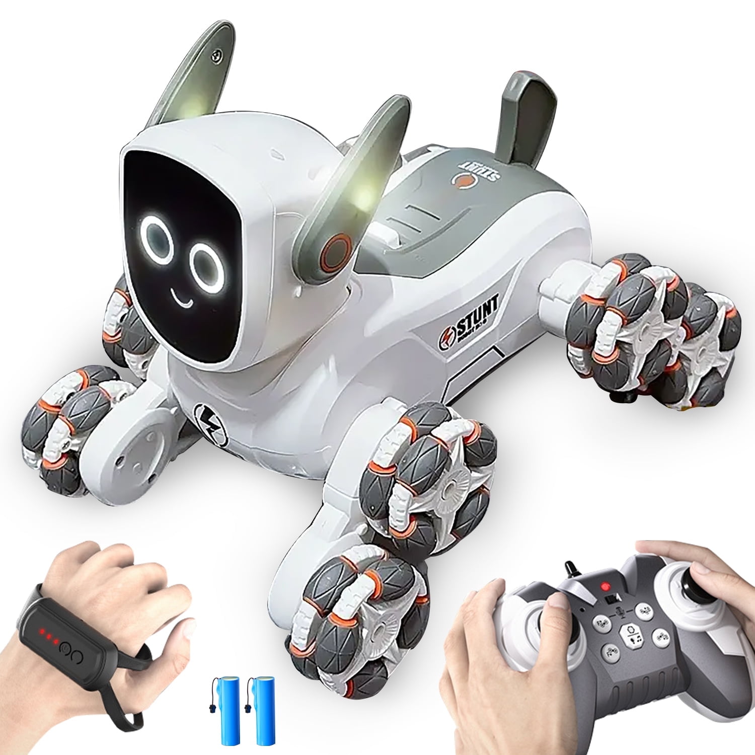 RC Robot Dog for Kids, Intelligent Robot Toys with Light & Music, 8WD ...