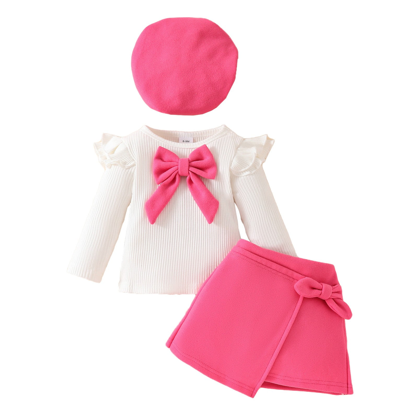 CONYUMN Clothes for Girls Toddler Girl Big Bow Beret Long Sleeve Top ...