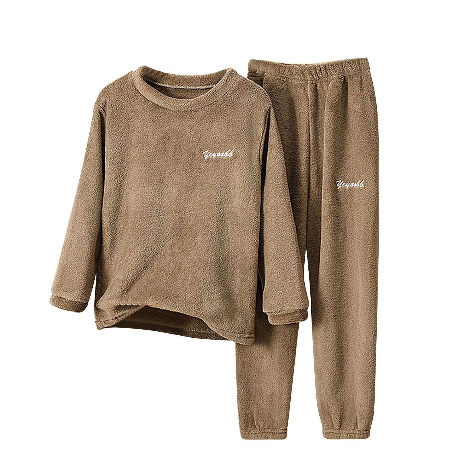 CONYUMN Girls Outfits Children'S Solid Color Flannel Sleepwear Set Home ...