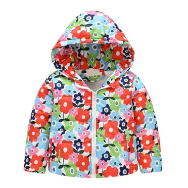 Lovebay Toddler Kids Little Girls Lightweight Hoodie Jacket Floral Windbreaker Pink Coat ...