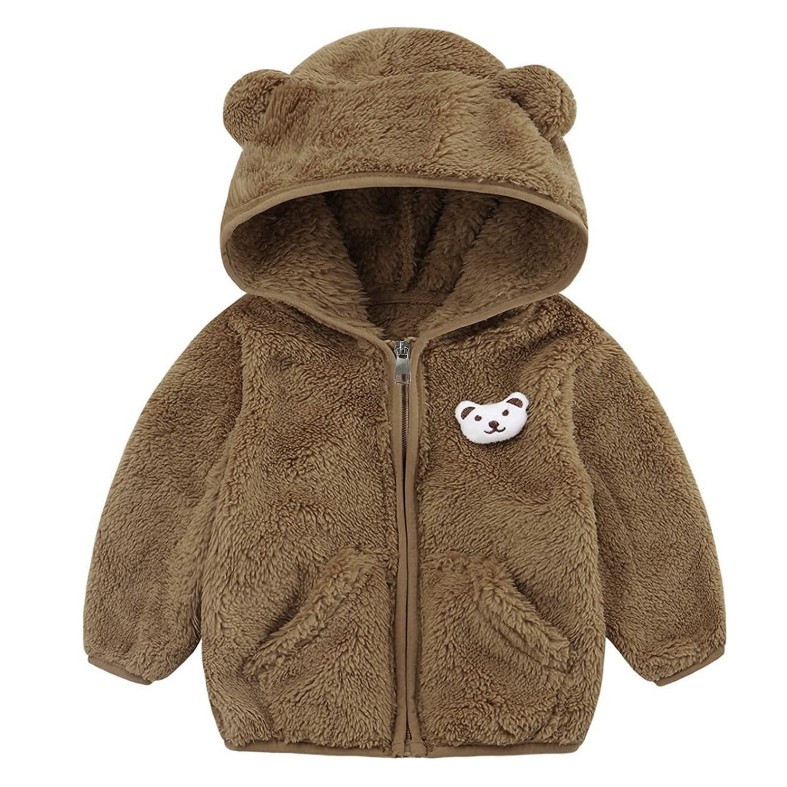CONYUMN Toddler Boys Girls Hooded Jacket Baby Boy Fleece Bear Ear Jacket Girl Hoodie Winter Warm ...