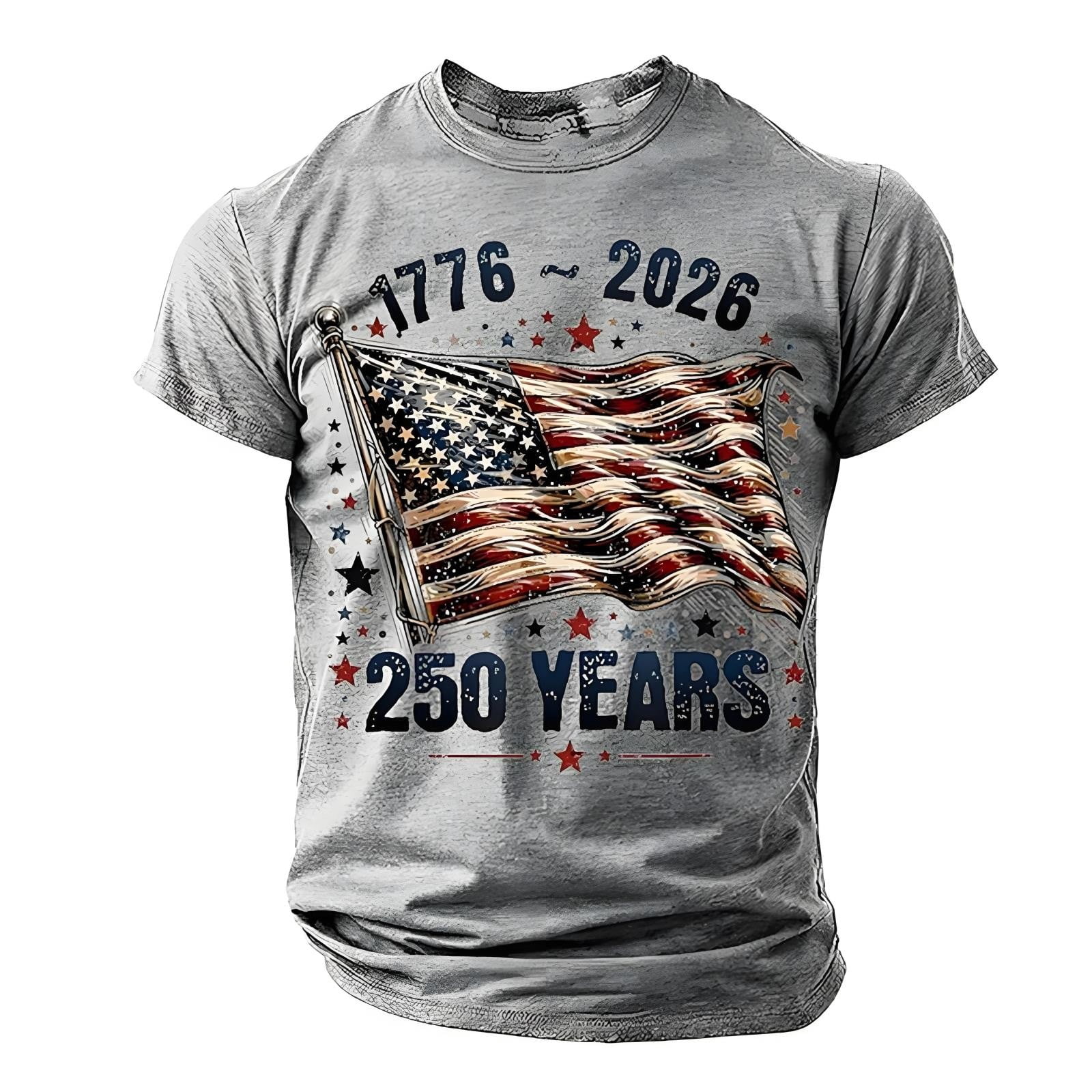 CONZONE 250Th Anniversary Usa T Shirt For Men Graphic Print Crew Neck ...