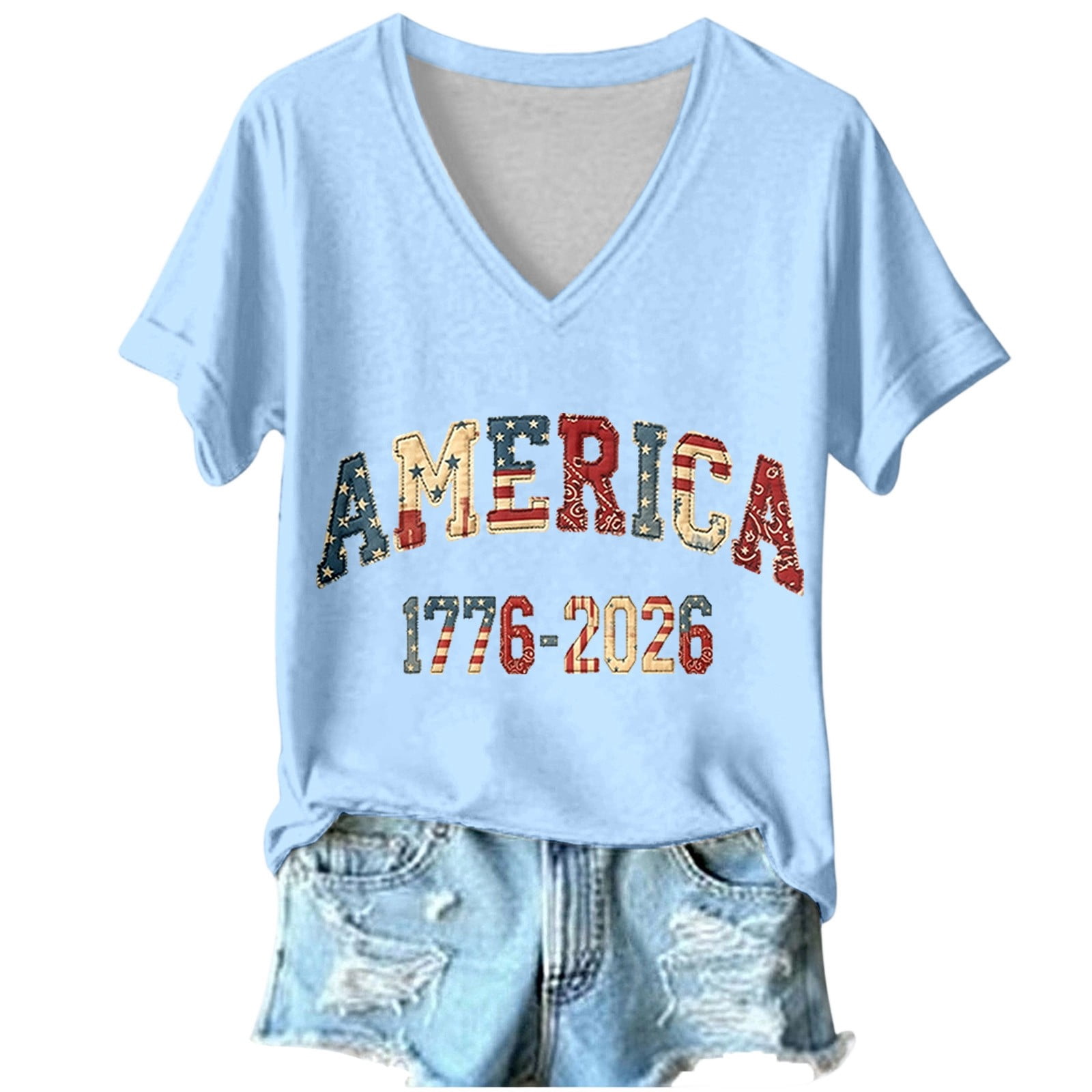 CONZONE 250Th Anniversary Womens Summer Tops Short Sleeve Letter Number ...