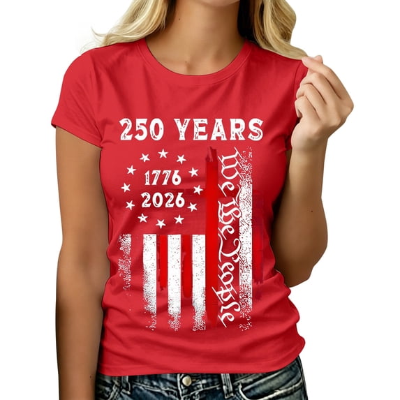 CONZONE 250Th Anniversary Womens Summer Tops Short Sleeve Letter Number ...