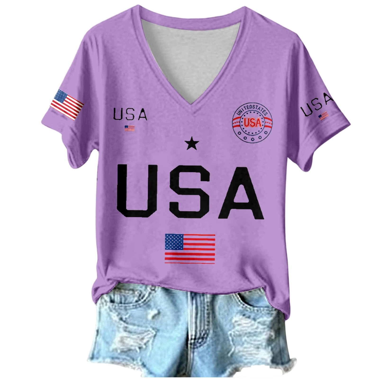 CONZONE 250Th Anniversary Womens Summer Tops Short Sleeve Usa Flag ...
