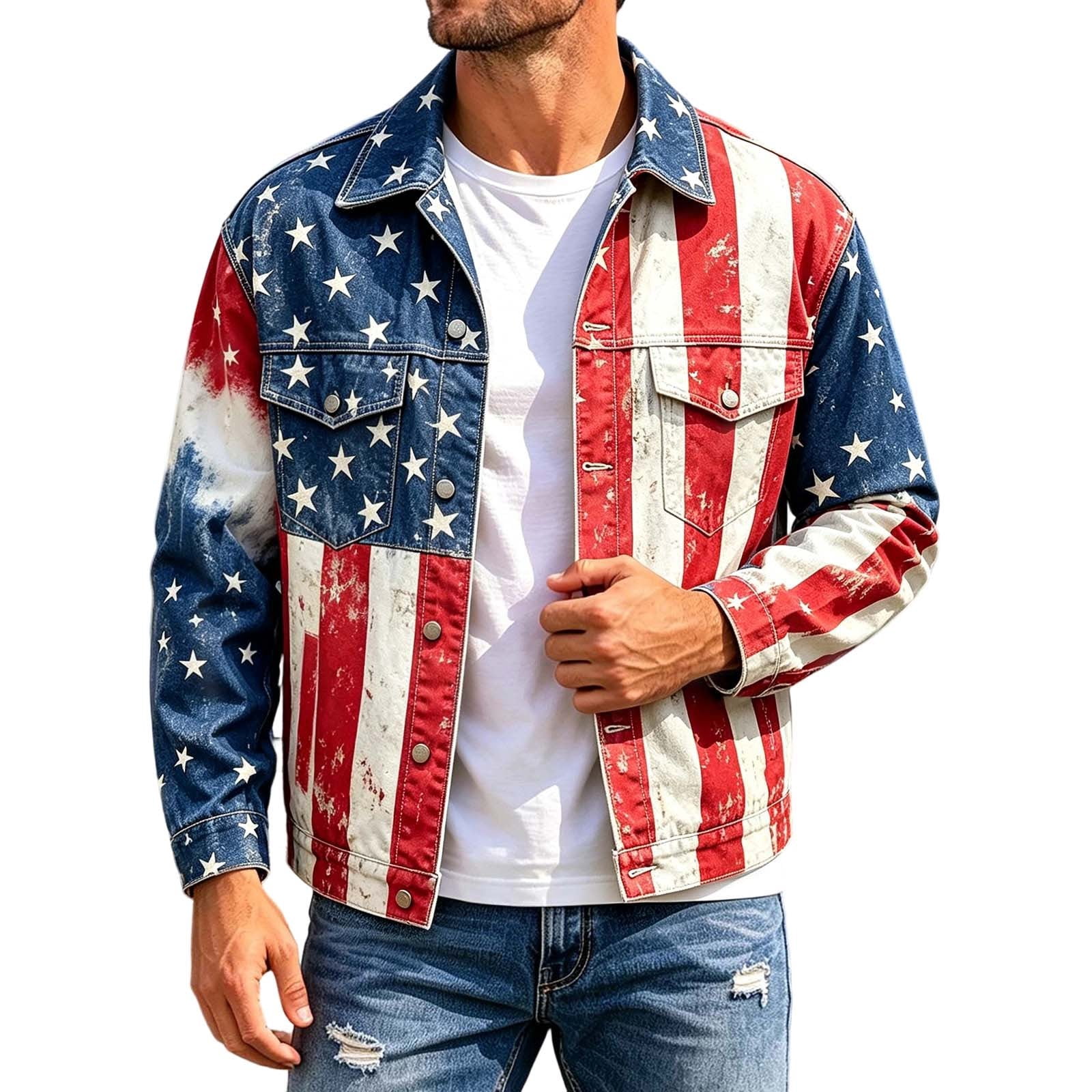 CONZONE 4Th Of July Mens Jackets Independence Day Jacket for Men ...