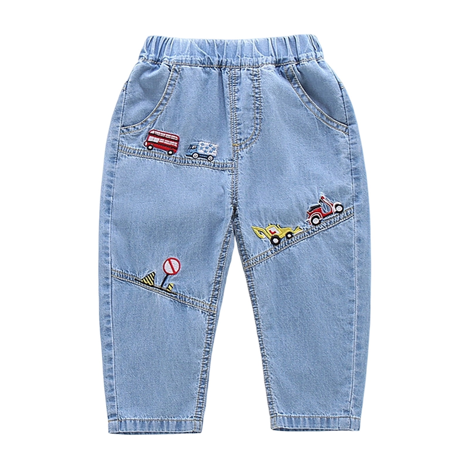 CONZONE Boys Baggy Jeans Casual Denim Pants for Kids Elastic Waist ...