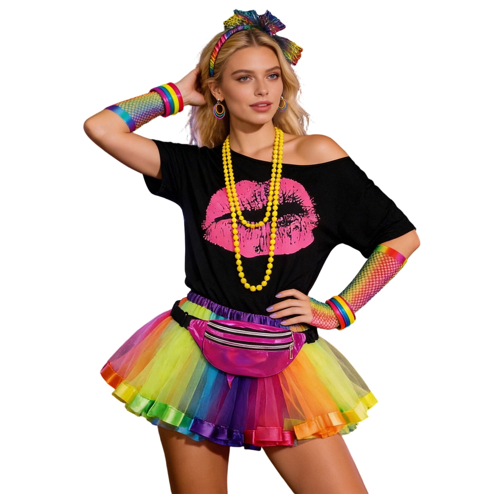 CONZONE Carnival 80S Womens Dress Up Fashion Tops Lace Mesh Skirts ...